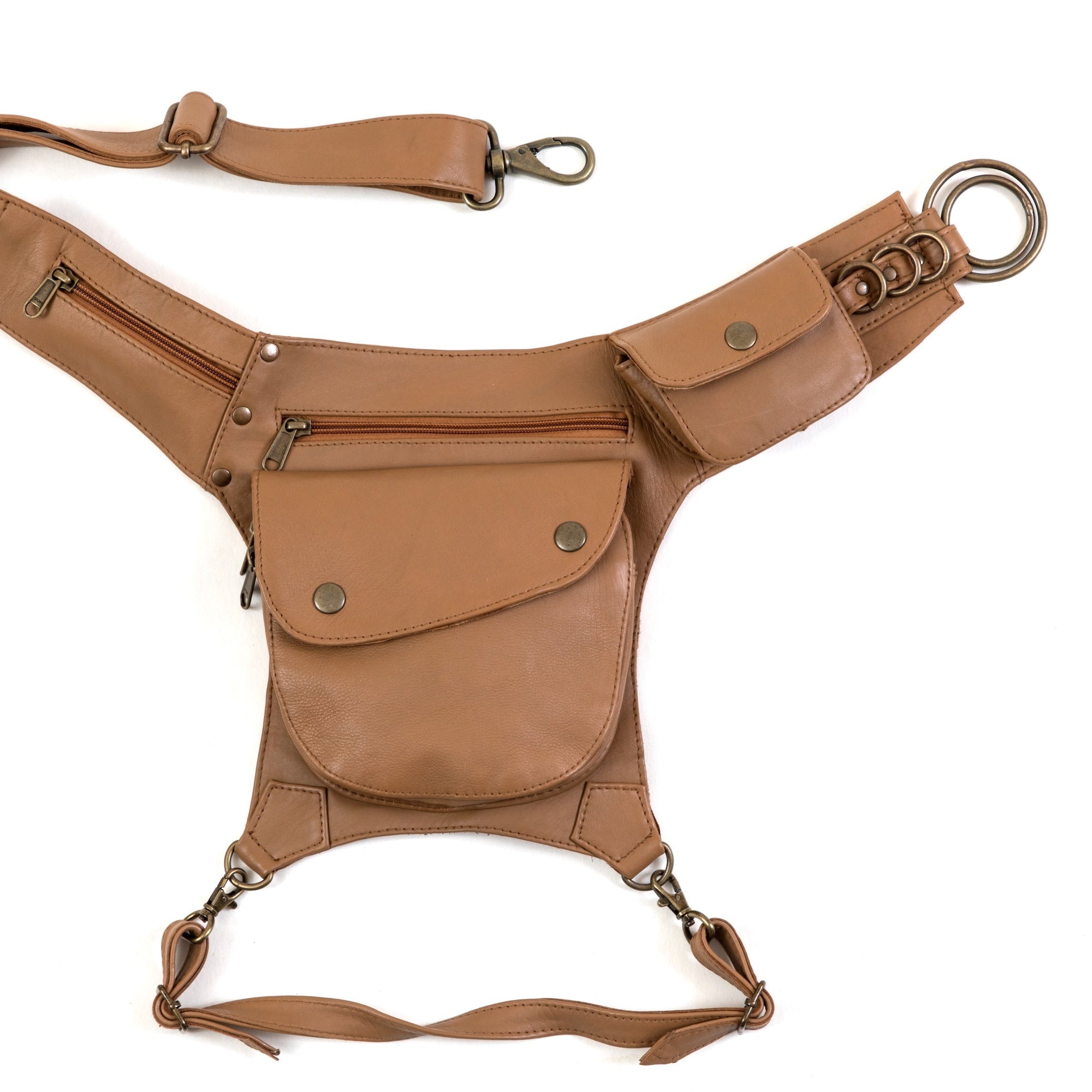 Leather Hip Bag with Leg Strap | Tan – ForageDesign