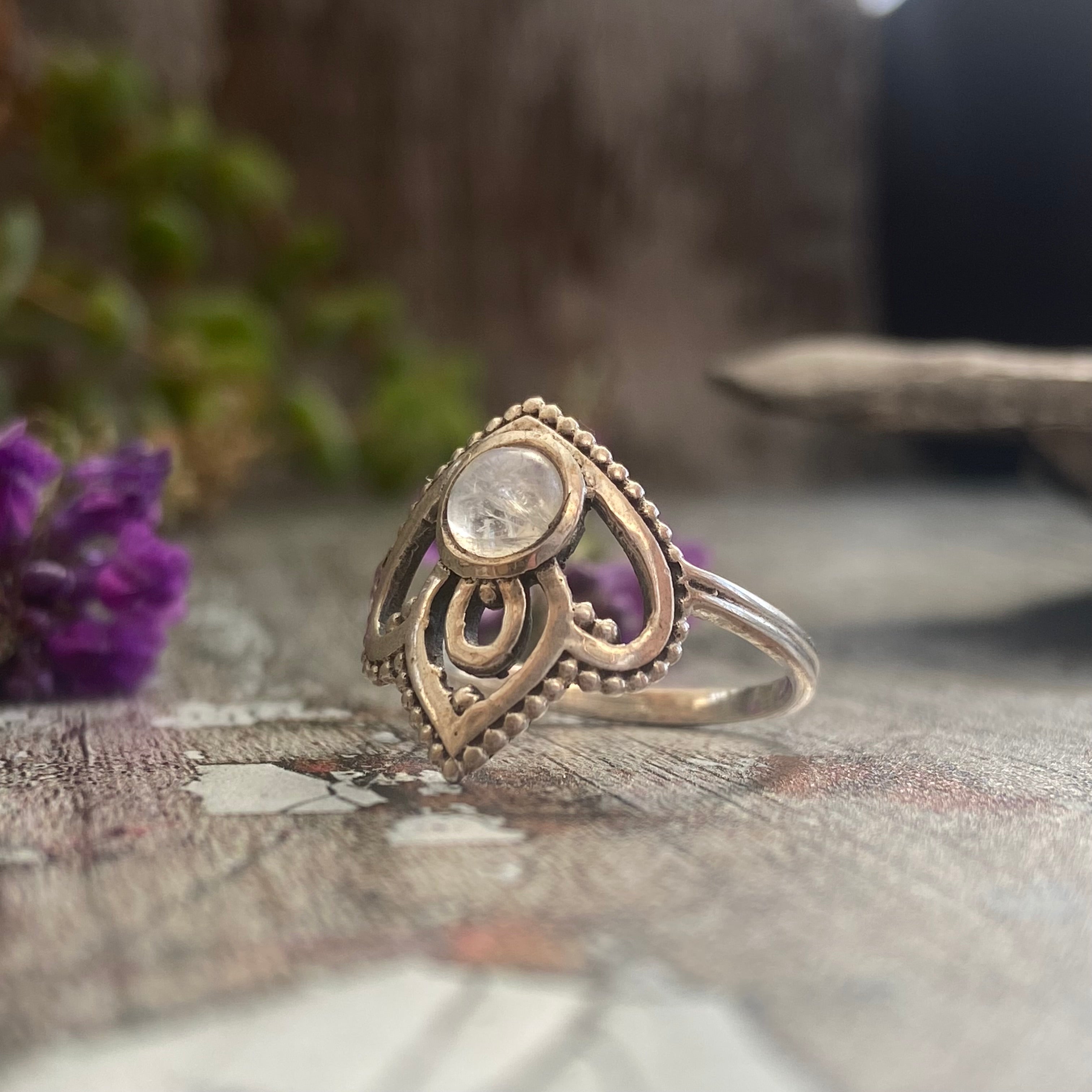Lotus Ring with Moonstone - P/Q – ForageDesign