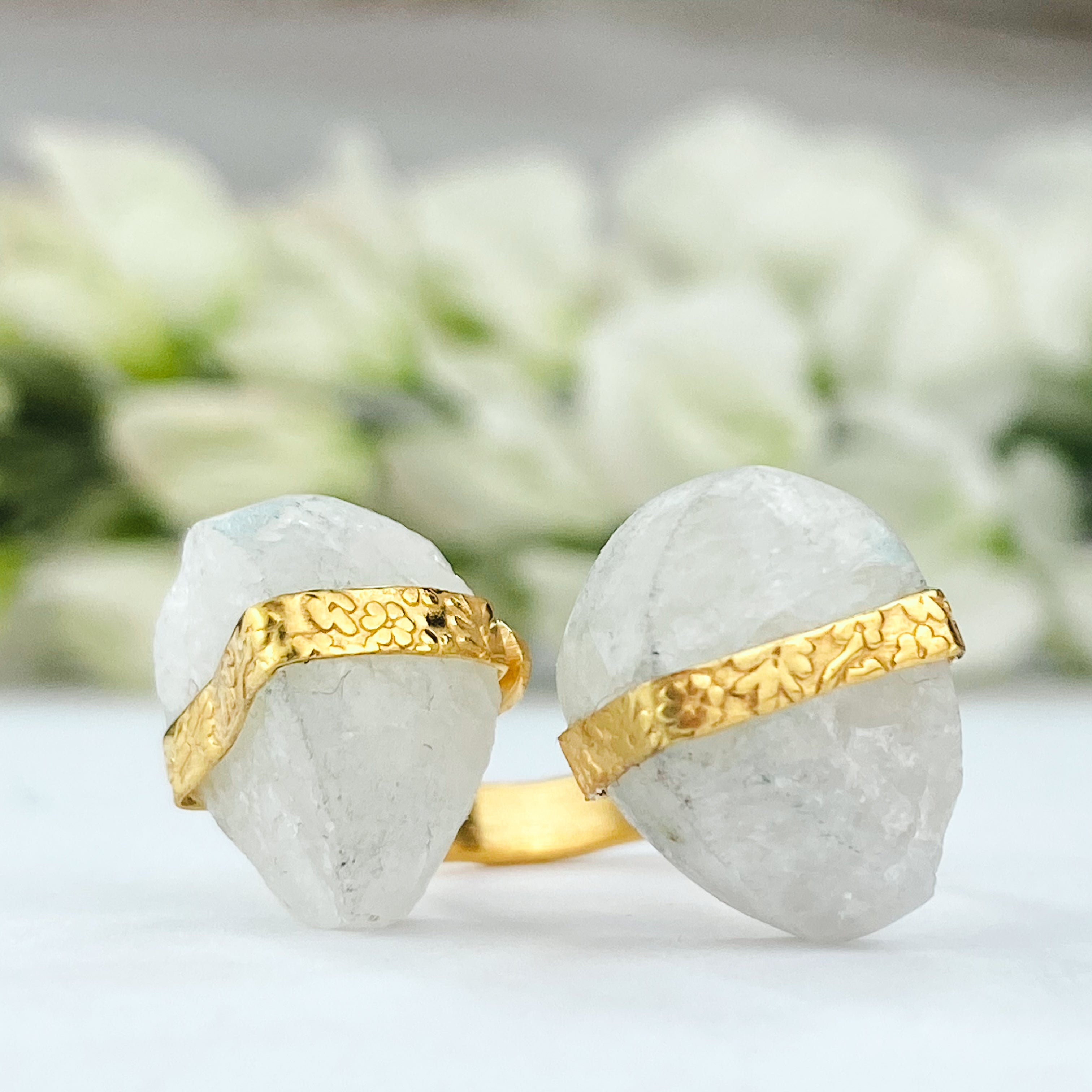 18k Gold Plated Ring | Raw Moonstone – ForageDesign